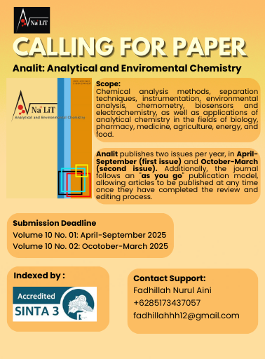 Jurnal Analit: Analytical and Environmental Chemistry Vol.5 No.2 ...